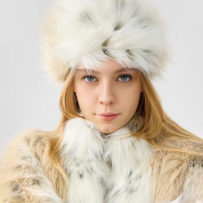 China Snow Leopard Print Faux Fur Cossack Hat for sale