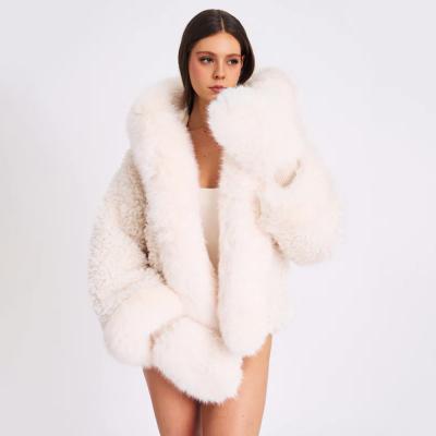 China Short Teddy Exquisite Faux Fox Fur Hooded Jacket for sale