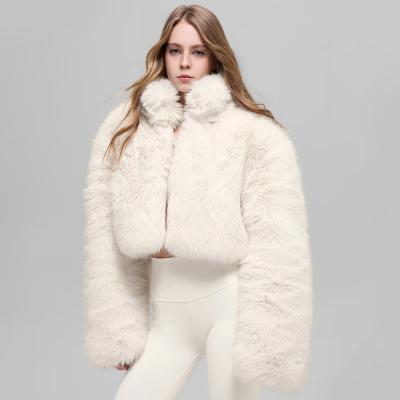 China Opulent Faux Fur Cropped Short Fluffy Jacket for sale