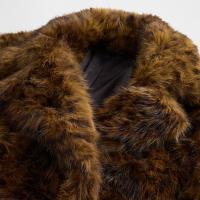 China Leopard Pattern Lapel Collared Faux Fur Fluffy Plush Short Jacket for sale