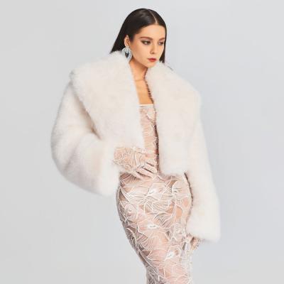 China Cadence Snow Faux Fur Large Lapel Fluffy Jacket for sale