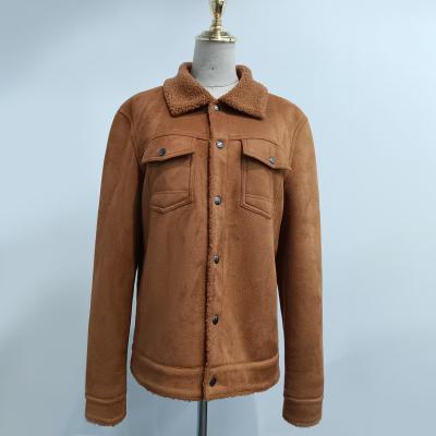 China Long Sleeves Classic Faux Suede Faux Shearling Fur Jacket for sale