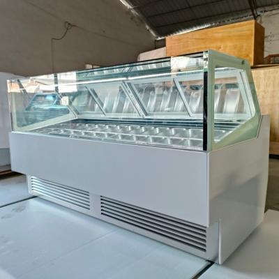 China 24Pans Ice Cream Gelato Display Fridge Dessert Counter Big Size for sale