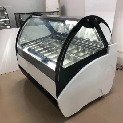 China 16 Pans Countertop Gelato Freezer Ice Cream Showcase With LED Light for sale