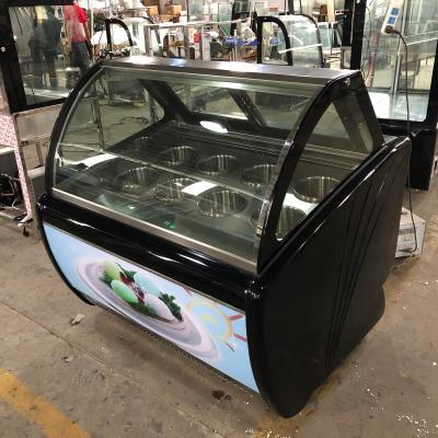 China Commercial Ice Cream Display Freezer Refrigerated Gelato Round Drum Pan for sale