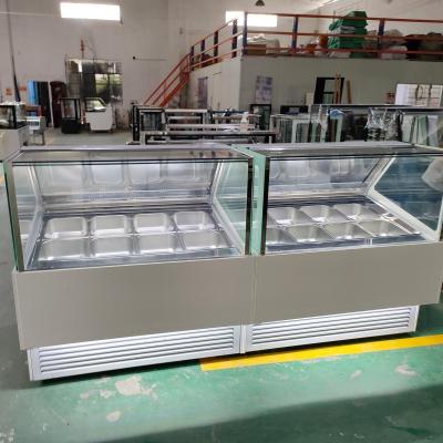 China Gelato Ice Cream Showcase Freezer Commercial With Compressor Cooling System for sale