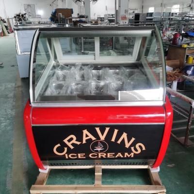China 201/304 Stainless Steel Gelato Display Freezer Ice Cream Showcase With 10 Barrels for sale