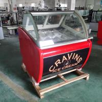 Quality 10 Pans Ice Cream Gelato Display Cabinet Red Curved Glass Popsicle Freezer for sale