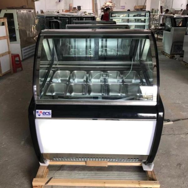 Quality Glass Door Gelato Display Freezer Ice Cream Showcase 10pcs Pans for sale