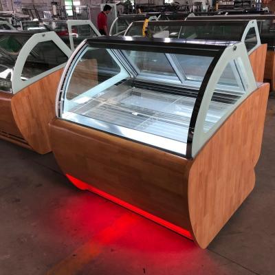 China Popsicle Ice Cream Fridge Freezer Curved Glass Hard Mini Gelato Display Show Case for sale