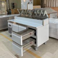 China Hotel Kitchen Sandwich Salad Prep Table Refrigerator Pizza Prep Table for sale