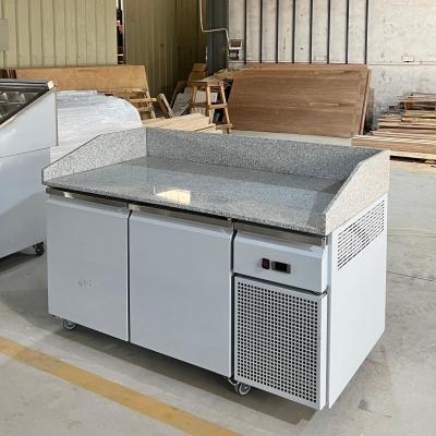China Marble Top and Professional Pizza Prep Table/pizza Display Refrigerator Refrigerated Pizza Counter for sale