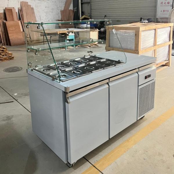 Quality Single Temperature Pizza Salad Preparation Fridge 2 Door Automatic Defrost for sale