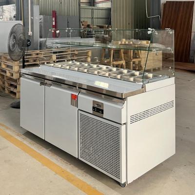 China Kitchen Open Top Salad Bar Refrigerator Commercial With Undercounter Storage for sale