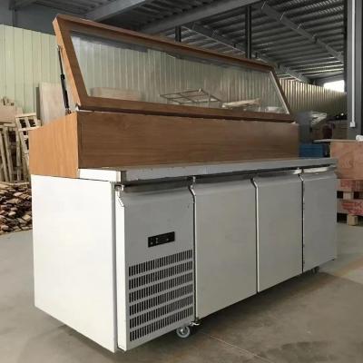 China OEM R134a R290 Salad Preparation Fridge 3 Doors Air Cooling for sale