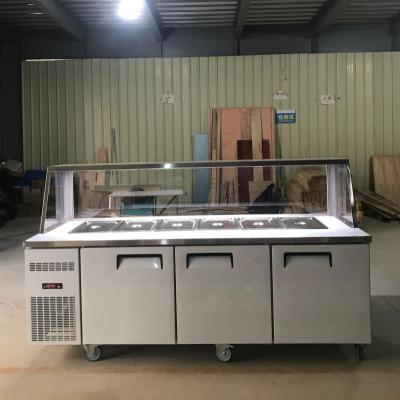 China Stainless Steel Counter Top Refrigerator Pizza Salad Display With GN Pan for sale