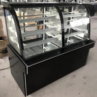China Double Temperature Curved Glass Cake Display Refrigerator for Bakery Pastry Bread for sale