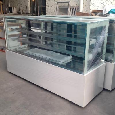 China Square Glass Refrigerated Bakery Showcase Double Layer Bread Fridge for sale