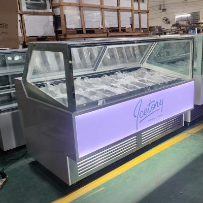 China Italian Large Gelato Ice Cream Display Freezer Single Temperature Air Cooled for sale