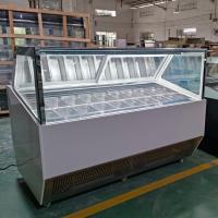 Quality 18 Pans Gelato Display Fridge Curved Tempered Glass Ice Cream Countertop Freezer for sale