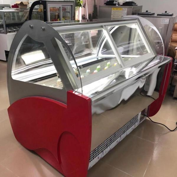Quality Curved Glass Canopy Popsicle Display Freezer With LED Light for sale