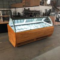 Quality LED Light Glass Gelato Dipping Cabinet Air Cooling Italian Style Ice Cream for sale