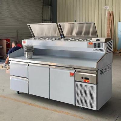 China Kitchen Under Counter Pizza Prep Table Refrigerator SS304 for Salad Sandwich for sale
