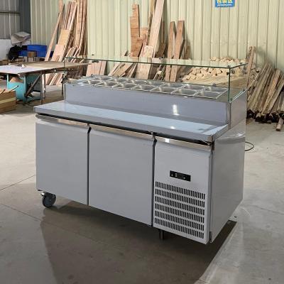 China Customizable Stainless Steel Pizza Prep Table Refrigerated Pizza Counter Pizza Freezer for sale