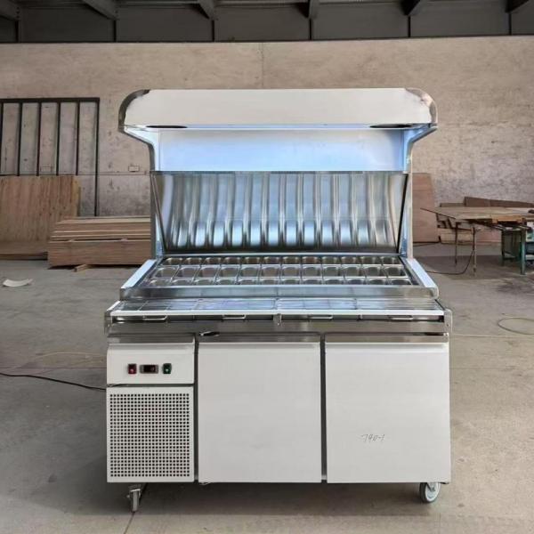 Quality Stainless Steel 201 Pizza Prep Table Cooler 2 Doors Commercial With LED for sale