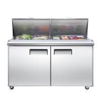 Quality Sandwich Prep Table Fridge Commercial Fan Cooling Glass Workbench Refrigerator for sale