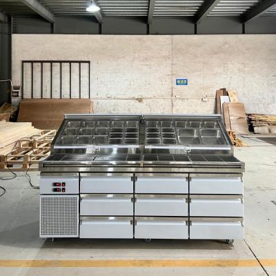 China Kitchen SS Under Counter Pizza Prep Table Refrigerator for Salad Bar Sandwich for sale