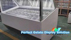 18 Pans Gelato Display Fridge Right-angle Tempered Glass Ice Cream Countertop Freezer