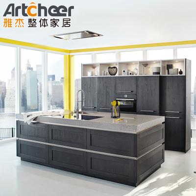 China American Style Classical Solid Wood Grey Shaker Kitchen Cabinet in Gray and White Color for sale