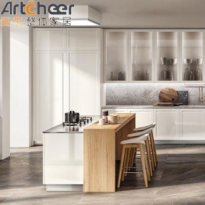 China 2023 Modern Classic Design Oak Solid Wood Kitchen Cabinets with Ogee Edge Countertop for sale