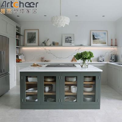 Cina armadi di base isola cucina con pietra di marmo e vetro moderno Design luce pendente in vendita