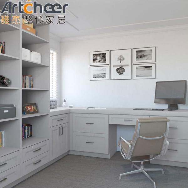 Quality Modern White Shaker Kitchen Cabinets With Laminated Half Bullnose Countertop Edging for sale