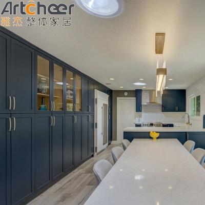China Modern Above Counter Kitchen Cupboards with Glass Door and Granite Countertop Design for sale