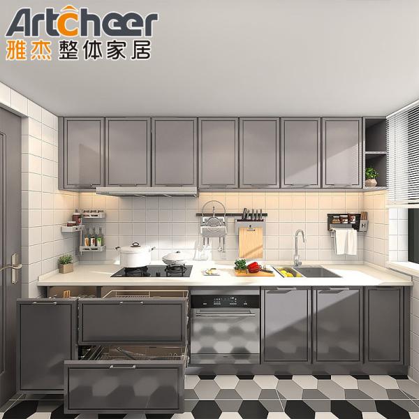 Quality Modern Stylish Solid Wood Kitchen Cabinet with Laminated Bullnose Countertop Edging for sale