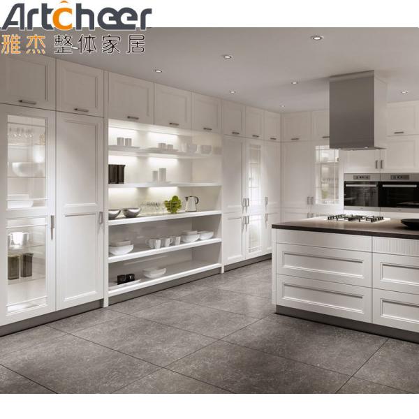 Quality RTA or Customized Size Solid Wood White Modular Kitchen Cabinet Set Shaker Design for sale