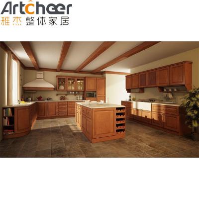 China Stylish and Durable Mahogany Kitchen Cabinets with Solid Wood Frame in Modern Style for sale
