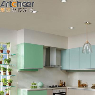 China Modular Kitchen Cabinets with Laminated Bullnose Countertop Edging in Australian White for sale