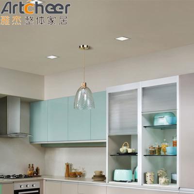 China Modular Kitchen Cabinets with Laminated Bullnose Countertop Edging in Australian White for sale