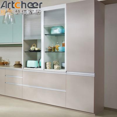 China Modular Kitchen Cabinets with Laminated Bullnose Countertop Edging in Australian White for sale