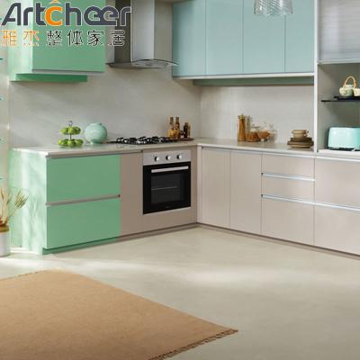 China Modular Kitchen Cabinets with Laminated Bullnose Countertop Edging in Australian White for sale