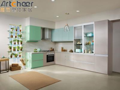 China Modular Kitchen Cabinets with Laminated Bullnose Countertop Edging in Australian White for sale