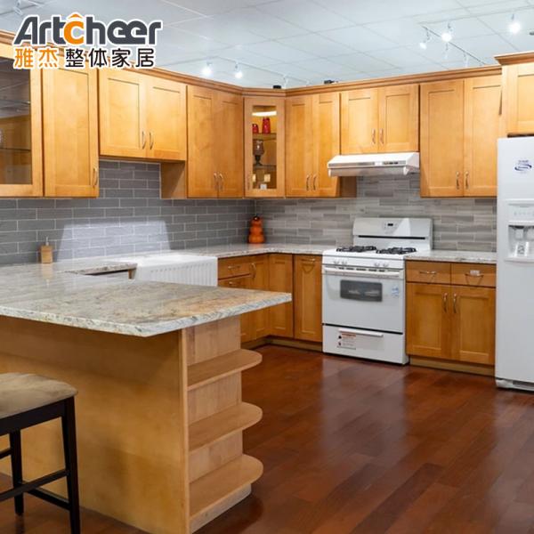Quality Plywood Carcase Modular Kitchen Cabinet with Modern Stylish Design and Marble Stone Top for sale