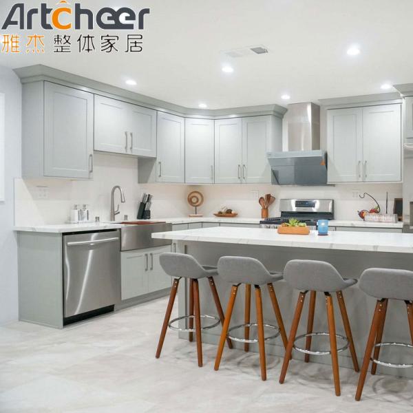 Quality American Style Ready to Assemble White Shaker Style Modular Kitchen Cabinet Solid Wood for sale