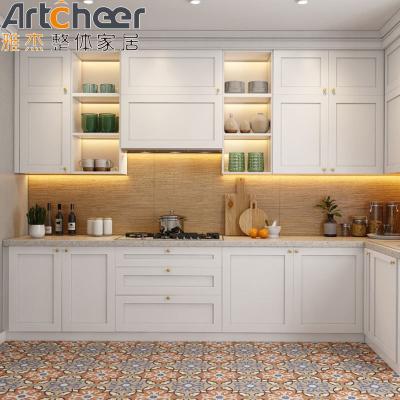 Cina Migliori armadietti da cucina moderni e eleganti con materiale per porte in compensato e design di lusso in vendita
