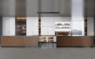China Armário de cozinha italiano Design moderno de alta qualidade Laca e acabamento laminado à venda