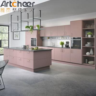 China Mail Packing Wood Melamine Modern Furniture Kitchen Cabinet with E0 Grade Material for sale
